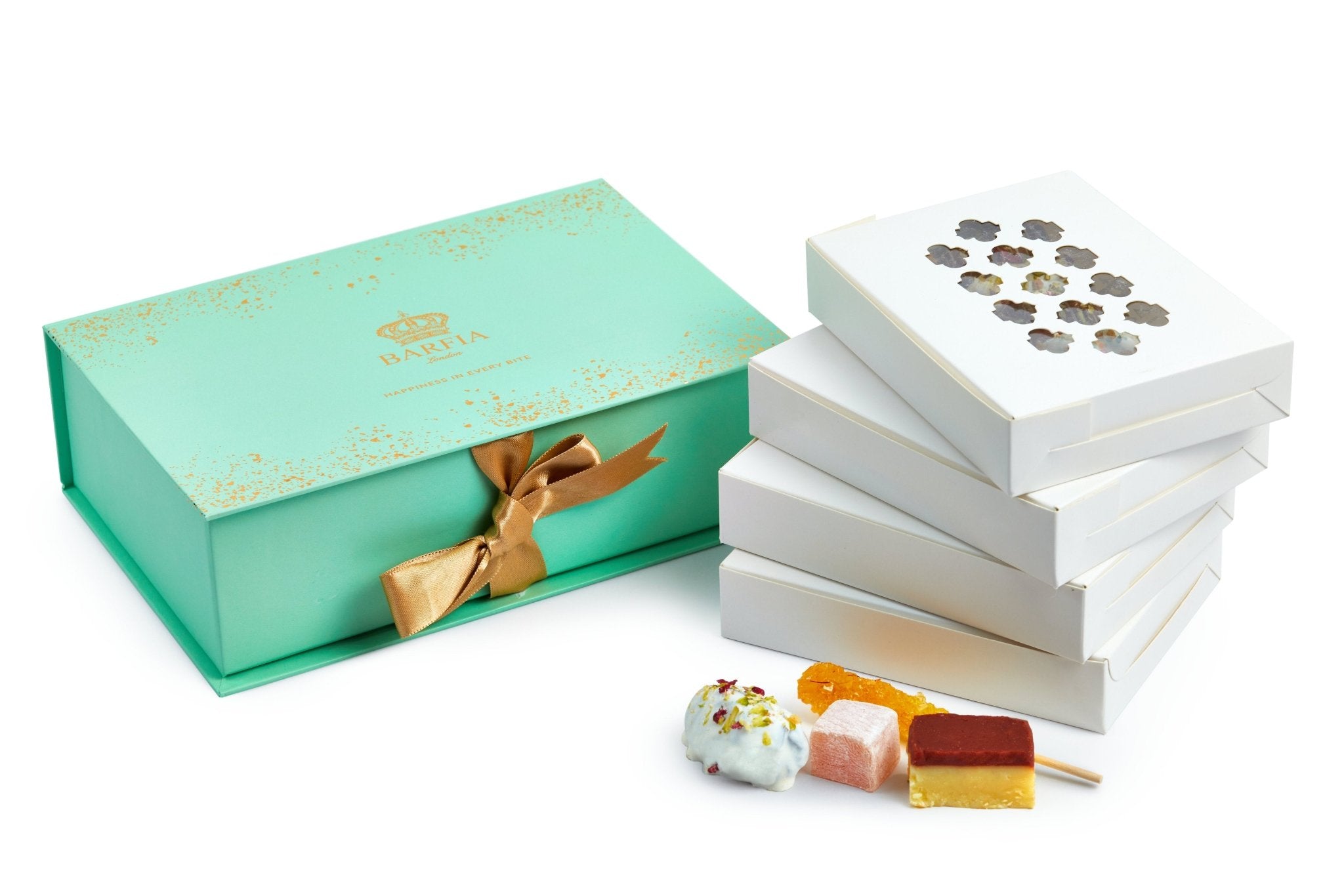 Sea Green Gift Box – Luxurious Sweet Gift with Barfi, Dates & More